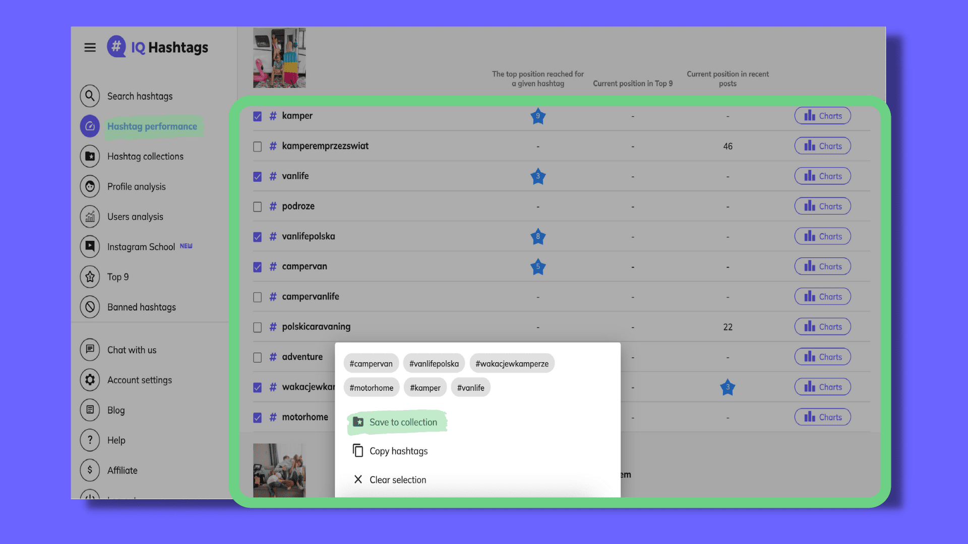 How do I create Hashtag collections from the Hashtag Search tool?